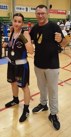 Charlotte Fechoz et Alix Nunez lors des championnats de France de boxe ...