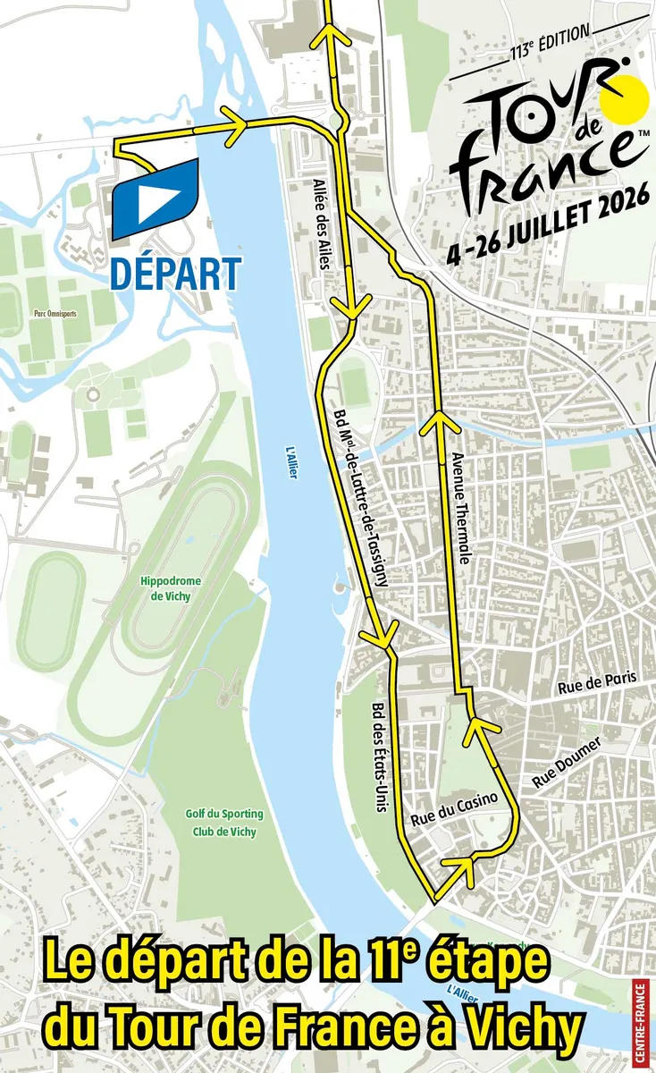 Tour de France : quel sera le parcours du peloton à Vichy - La Montagne