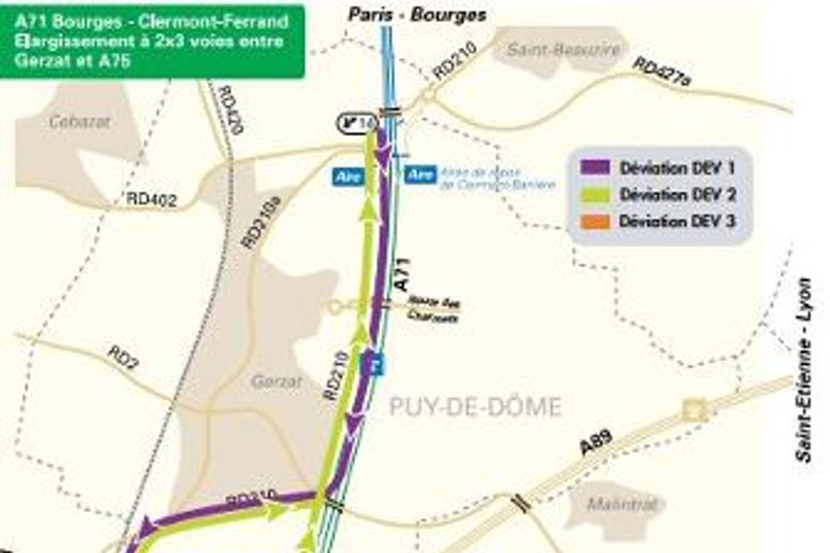 Travaux sur l'A71 : circulation modifiée - La Montagne