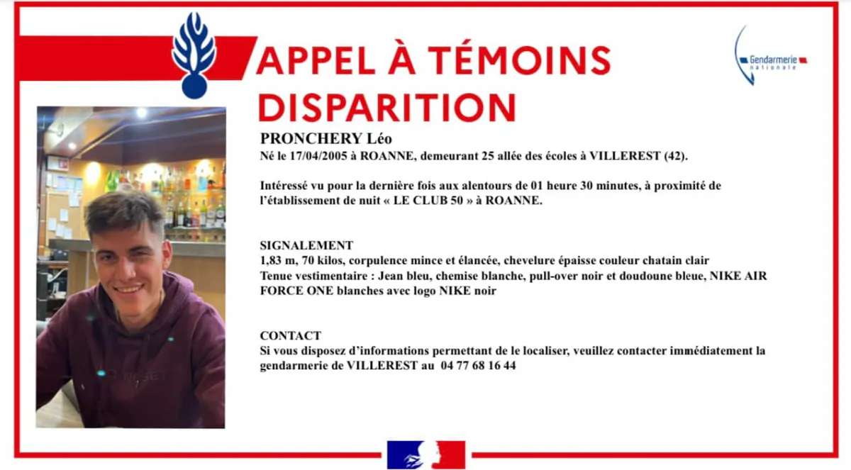 Léo, 19 ans, porté disparu après une soirée en boîte de nuit : un appel ...