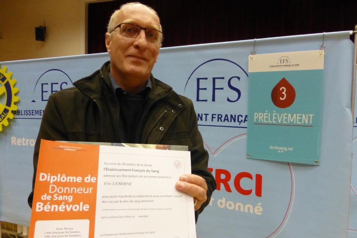 Le Rambolitain Éric Lemoine a donné plus de 120 fois son sang en 36 ans ...