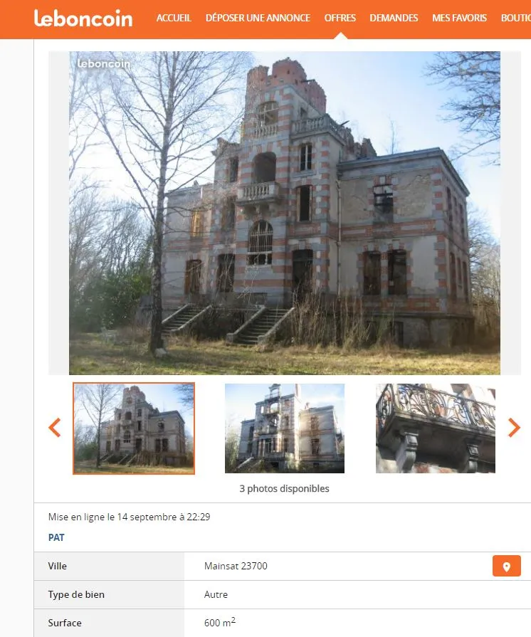 Un château ayant recueilli des enfants juifs en Creuse en vente sur Le ...