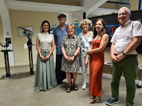 Paola Vargas et Jean-Marc Lejeune, artistes ; Christine Lopin, bénévole ...