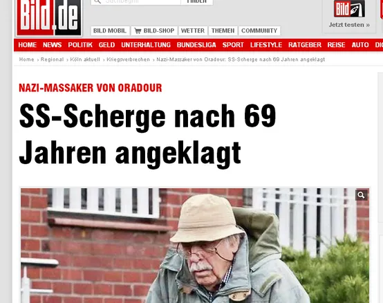 Le journal allemand Bild publie des photos de l'ancien SS impliqué dans ...