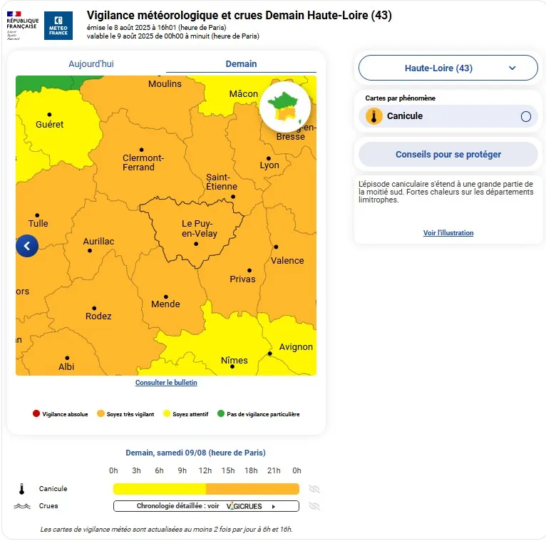 Canicule : la Haute-Loire va passer en vigilance orange - L’Éveil de la ...
